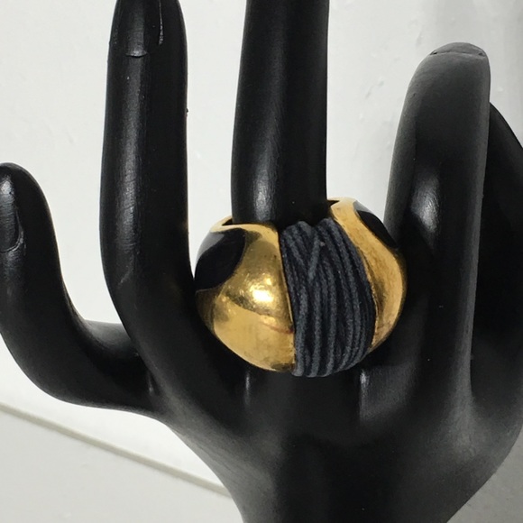 Jewelry | Vintage Gold Tone Black Rope Ring | Poshmark